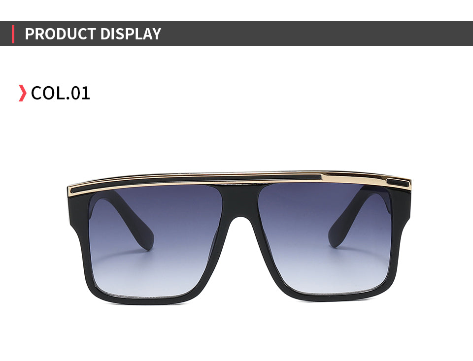 Square Big Thick Frame Flat Top Mirrored Sunnies Quan Shades